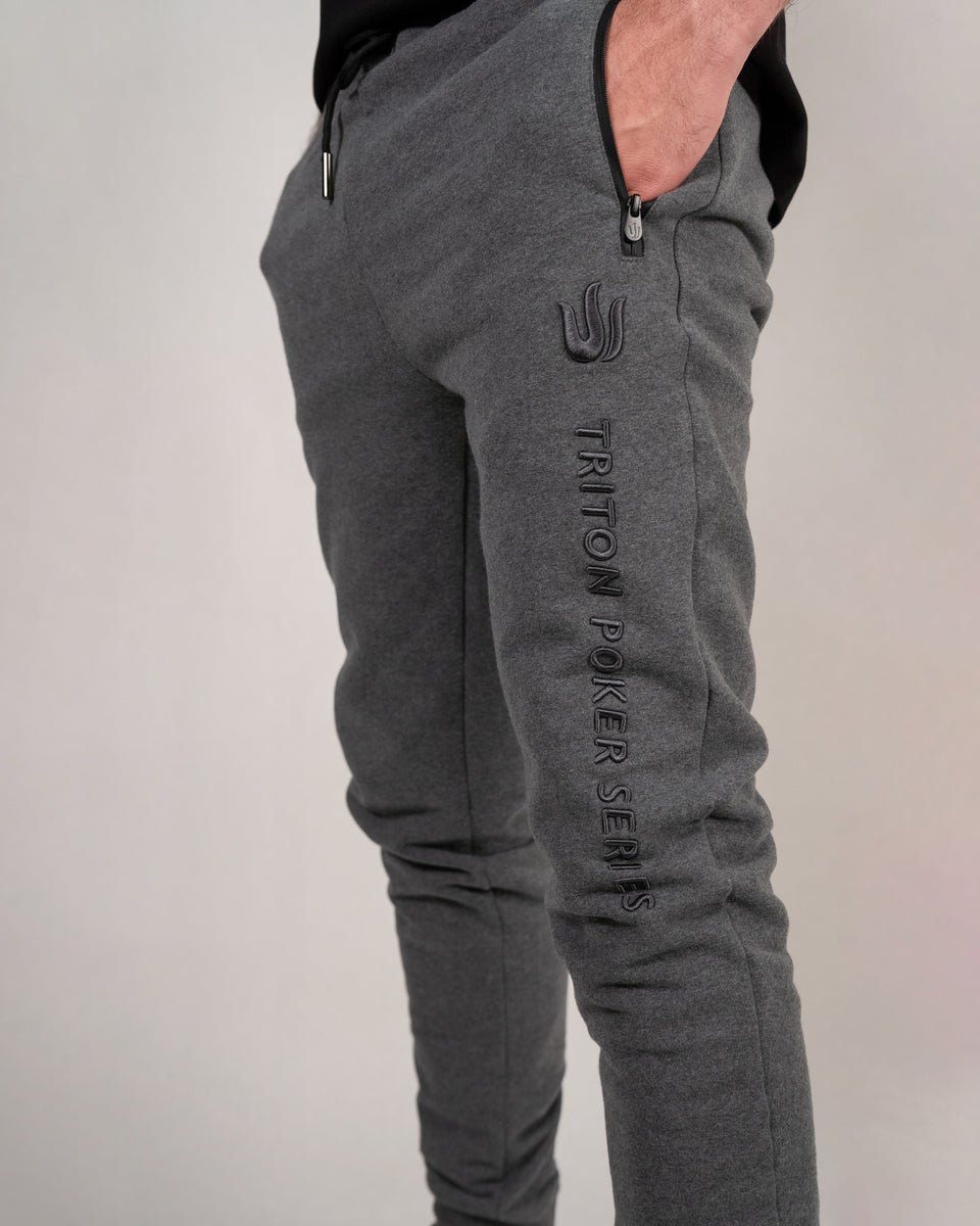 DARK GREY SLIM FIT LOGO JOGGERS – Triton Series Shop